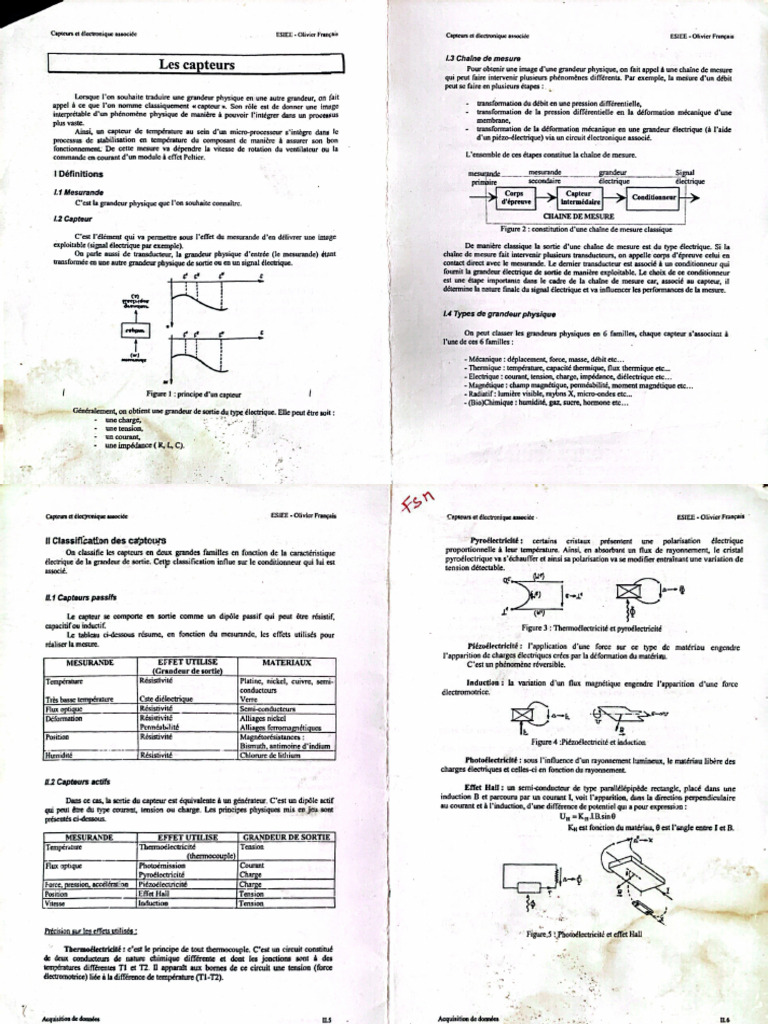 COURS CAPTEURS ET MESURES Dr. FONOU | PDF