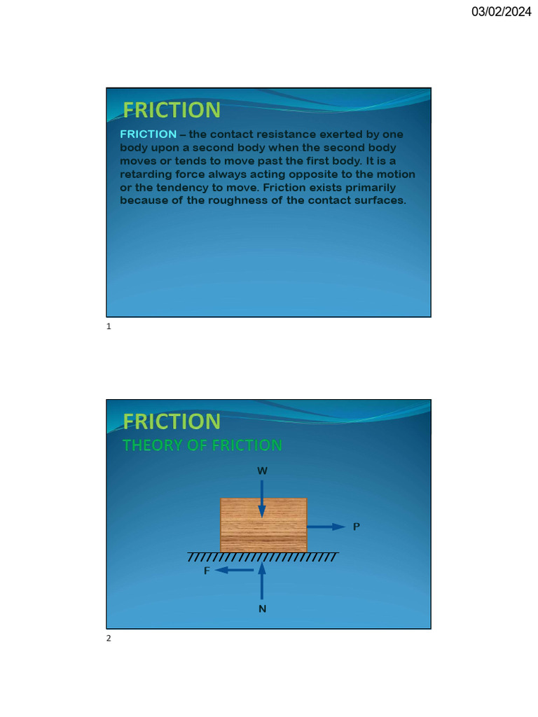 Understanding Friction: Laws and Calculations | PDF | Friction | Force