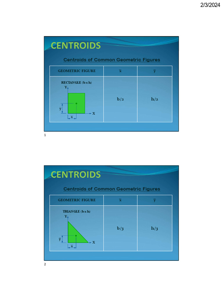 Lecture Engg Mech - Part 6 - Centroids and Moment of Inertia | PDF | Mathematical Concepts ...