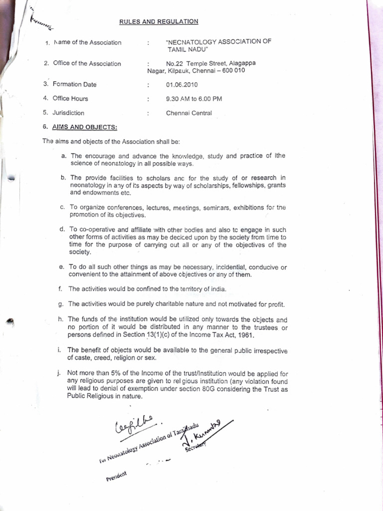 NNF Byelaws and Registration Certificate | PDF