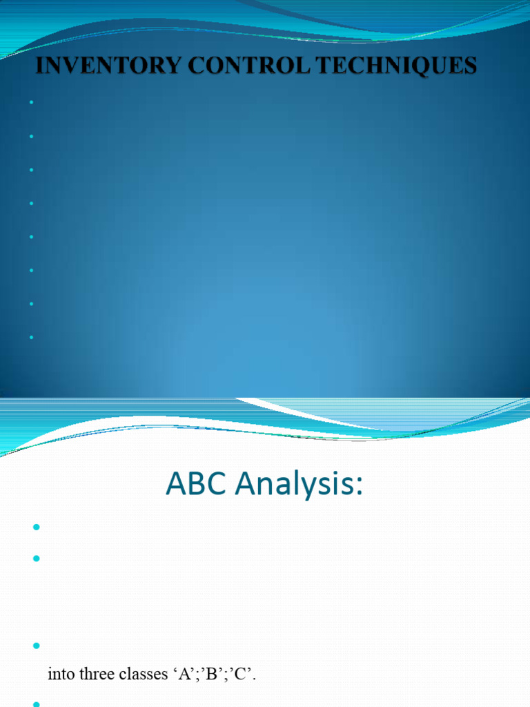 Inventory Control Techniques | PDF | Inventory | Prices