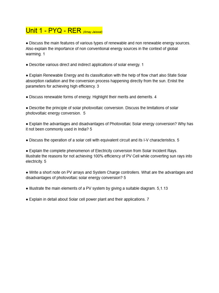 Unit 1 - PYQ - RER (Amay Jaiswal) | PDF