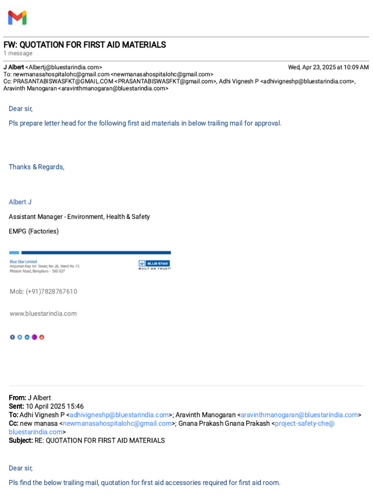 Gmail - FW - Quotation For First Aid Materials | PDF