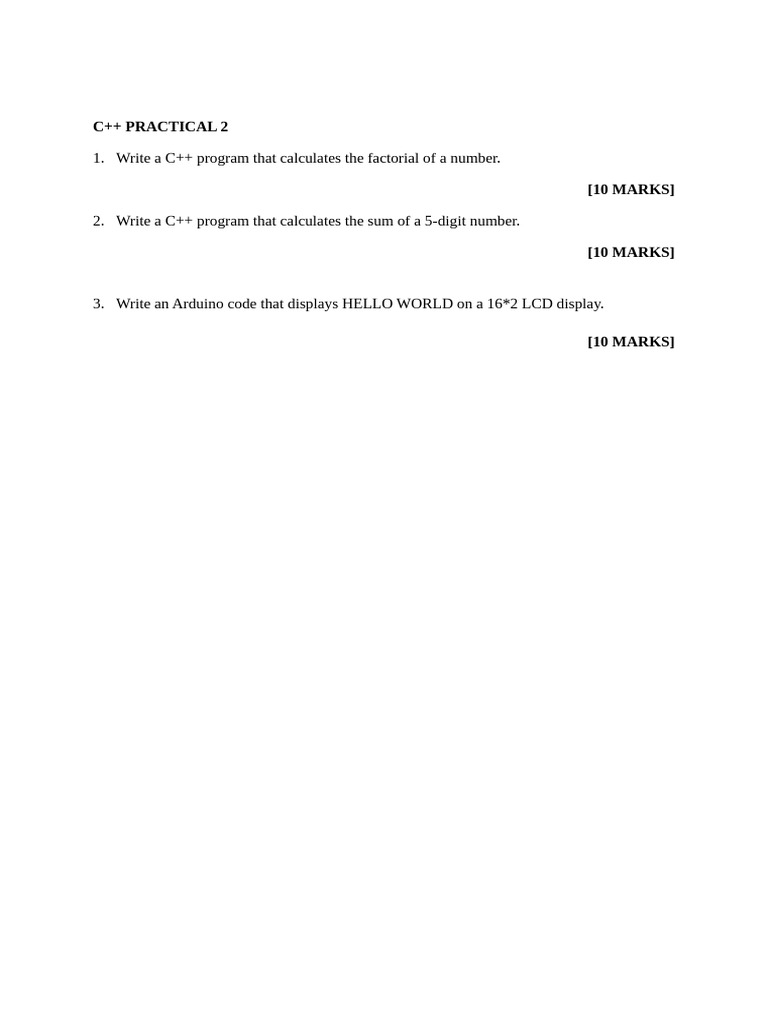 C++ Practical 2 | PDF