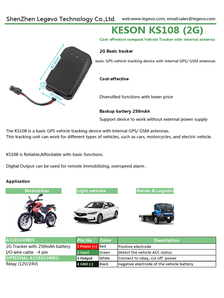 KS108 GPS Tracker SMS Commands Guide | PDF | Electricity | Manufactured Goods