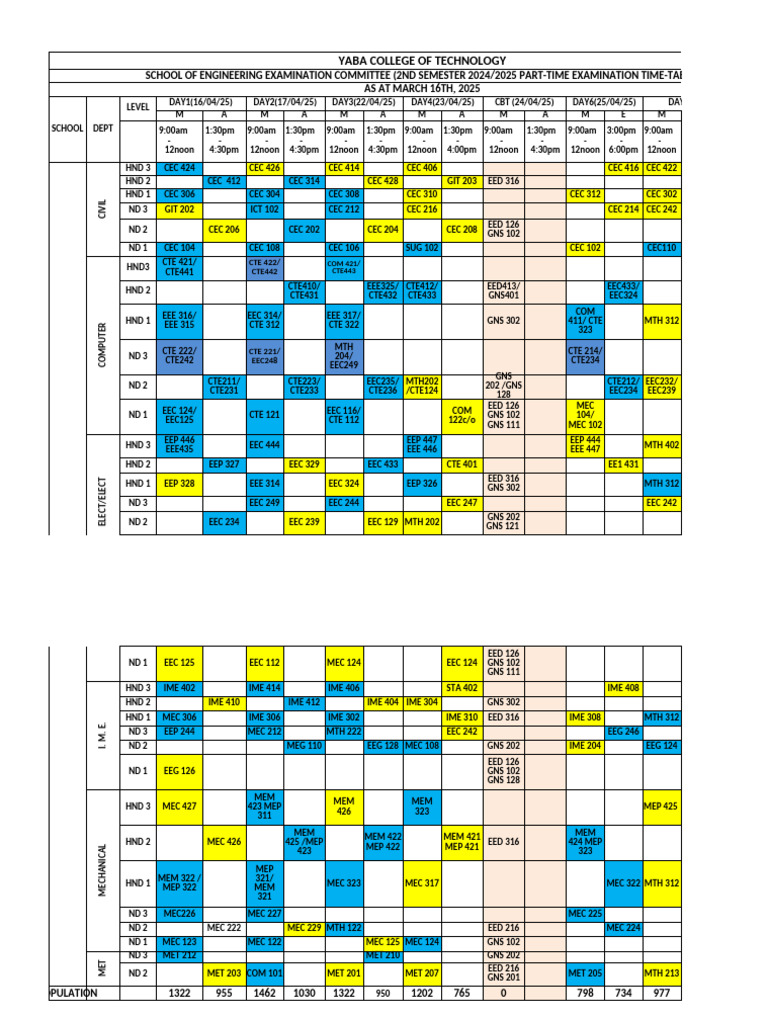New PT Time Table 2nd SMST 2024-2025 | PDF