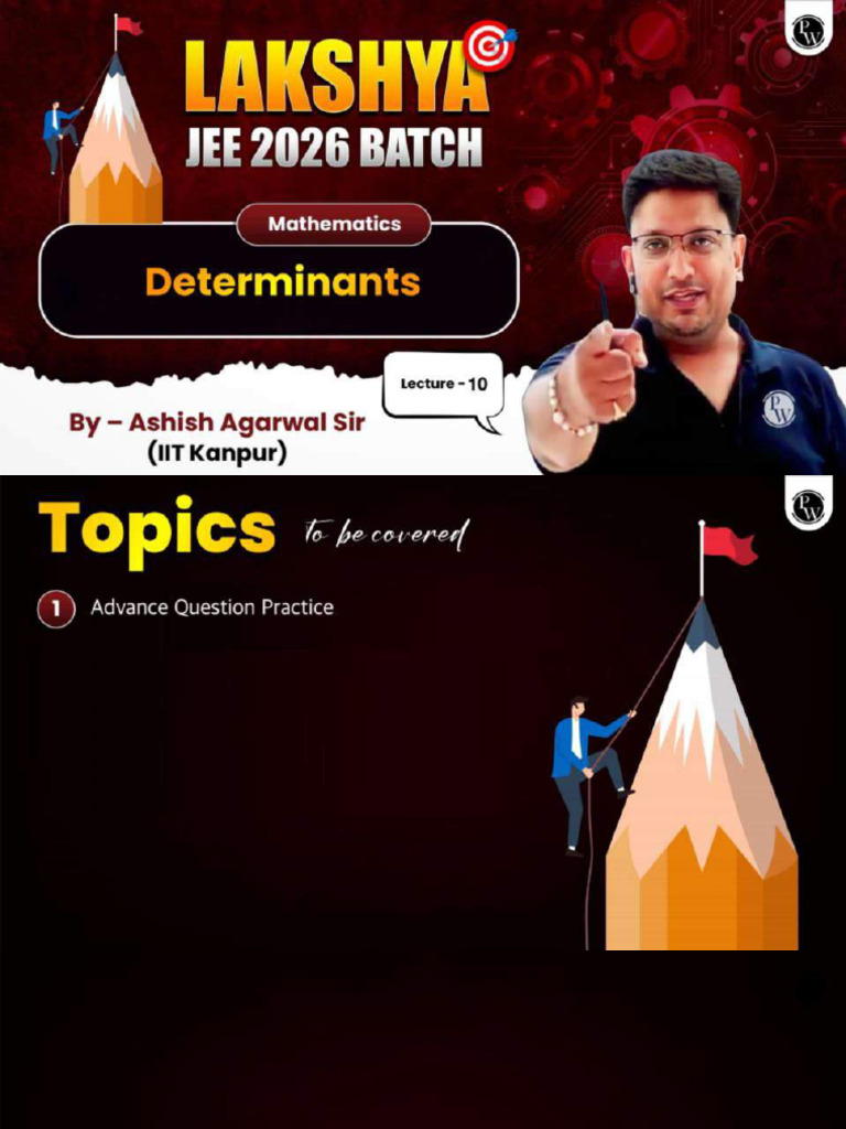 Determinants 10 - Class Notes - Lakshya JEE 2026 | PDF