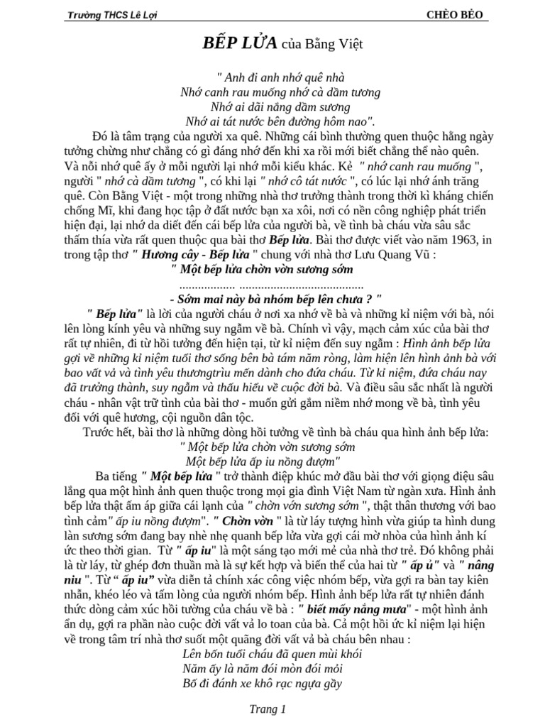 BEP LUA - BANG VIET | PDF