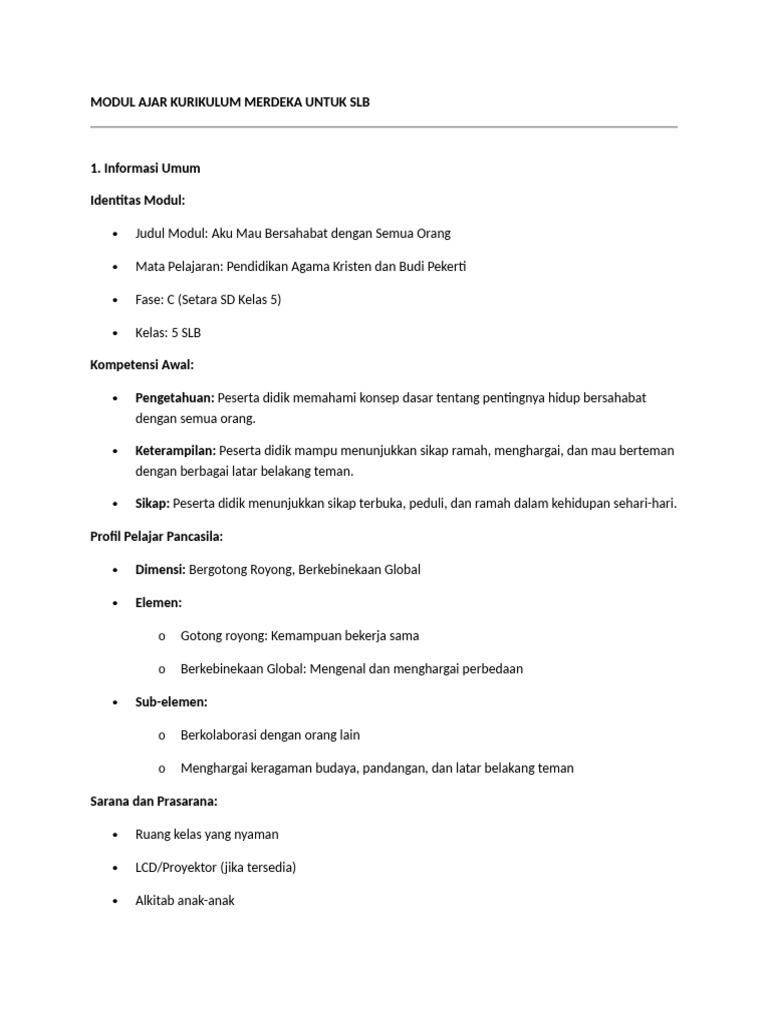 Modul Ajar Kurikulum Merdeka Untuk SLB | PDF