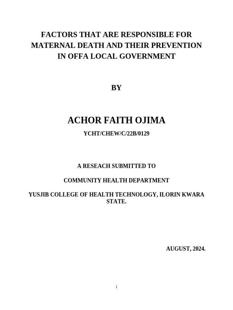 FACTORS THAT ARE RESPONSIBLE FOR MATERNAL DEATH AND THEIR PREVENTION IN ...