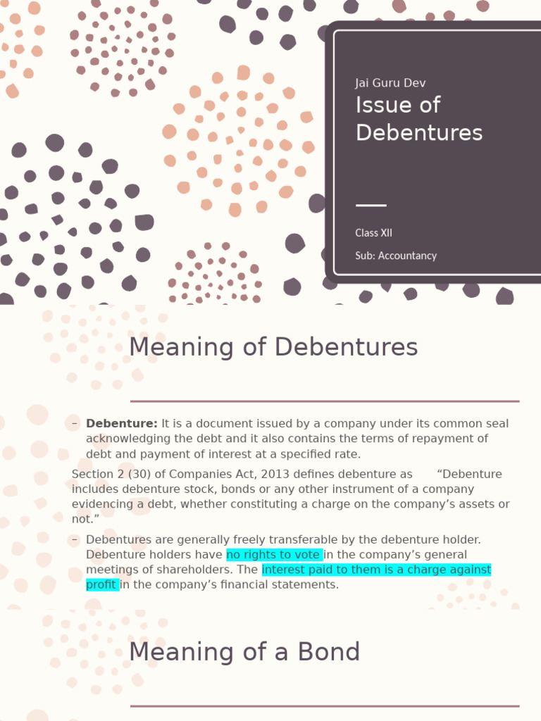 Issue of Debentures | PDF | Debenture | Debt