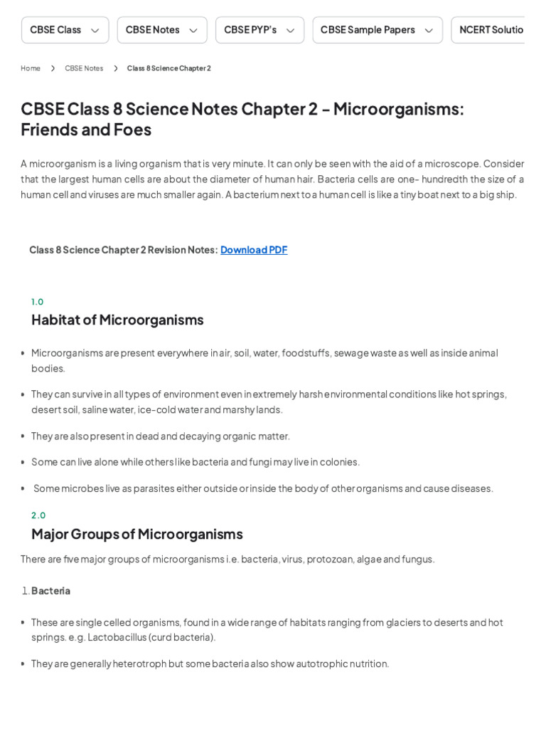 Notes - Microorganisms - Friends and Foes | PDF | Food Preservation ...