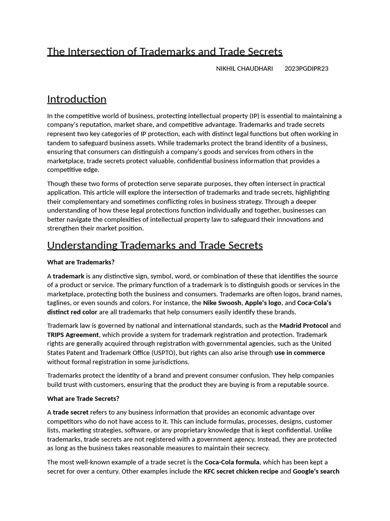 The Intersection of Trademarks and Trade Secrets | PDF | Trade Secret | Trademark