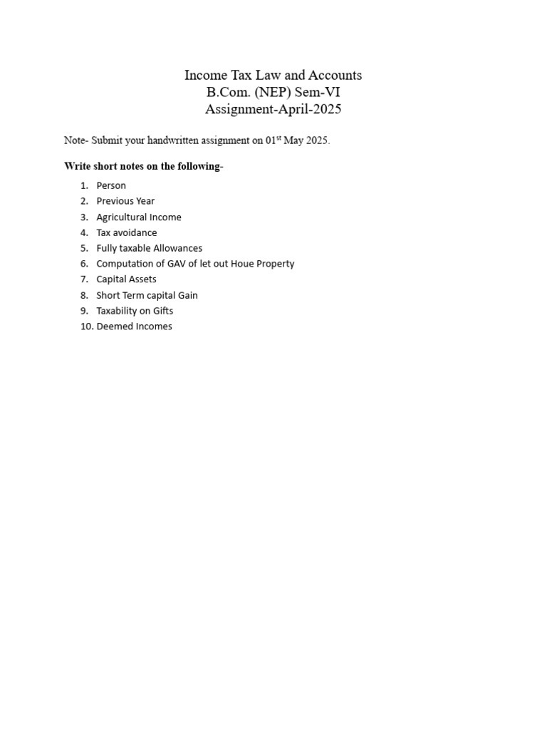 Income Tax Assignment 2025 | PDF