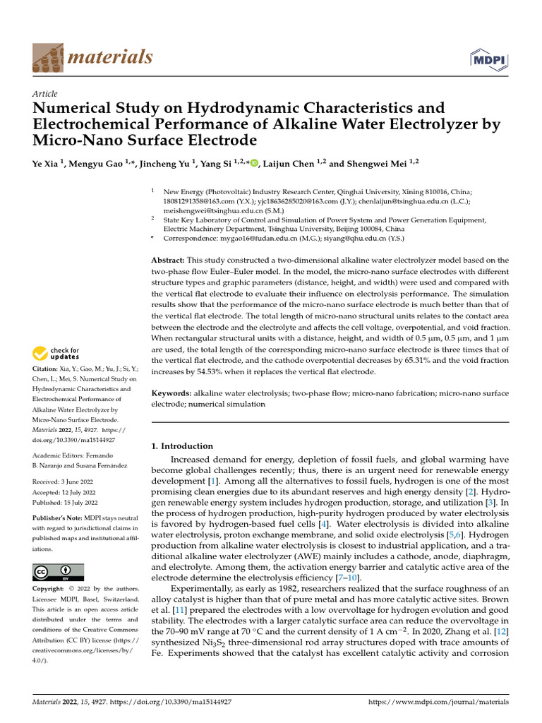 Numerical Study On Hydrodynamic Characteristics An | PDF | Electrochemistry | Fluid Dynamics