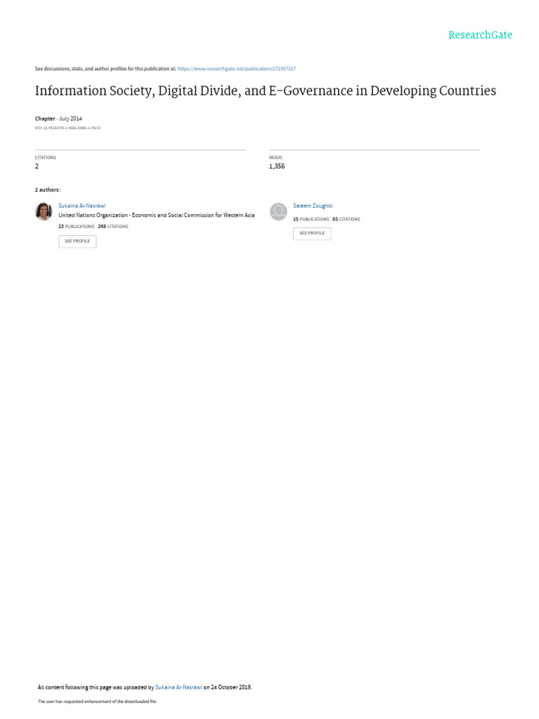 Information Society Digital Divide and E Governance in Developing ...