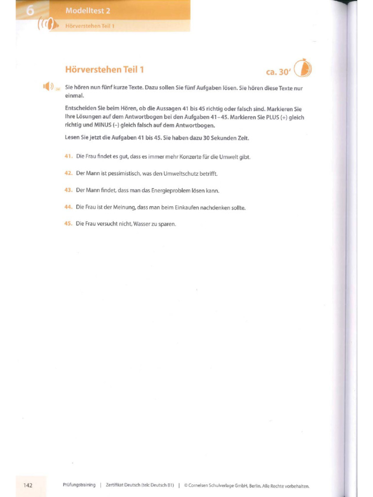Pruefungstraining Telc Zertifikat B1 - Modelltest 2 - Hoeren Teil 1 | PDF