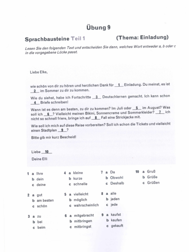 Sprachbausteine - Uebung 9 | PDF