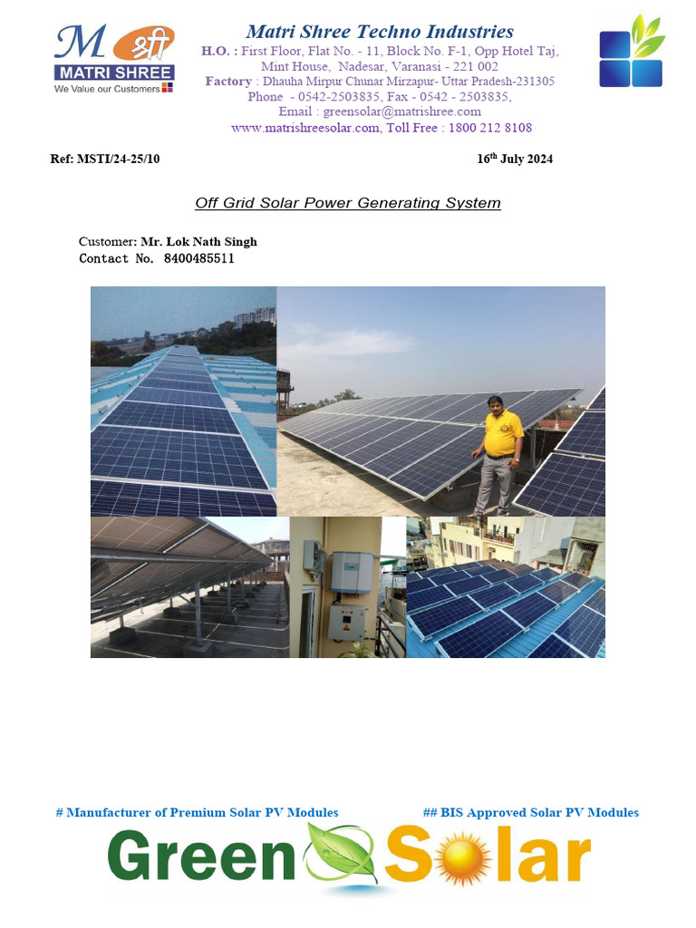 10 KW Off Grid Quotation Mr. LOK NATH SINGH | PDF | Photovoltaic System ...