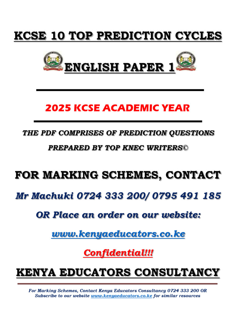 Eng Pp1 Kcse 2025 Top Prediction Cycles-1 | PDF | Stress (Linguistics)