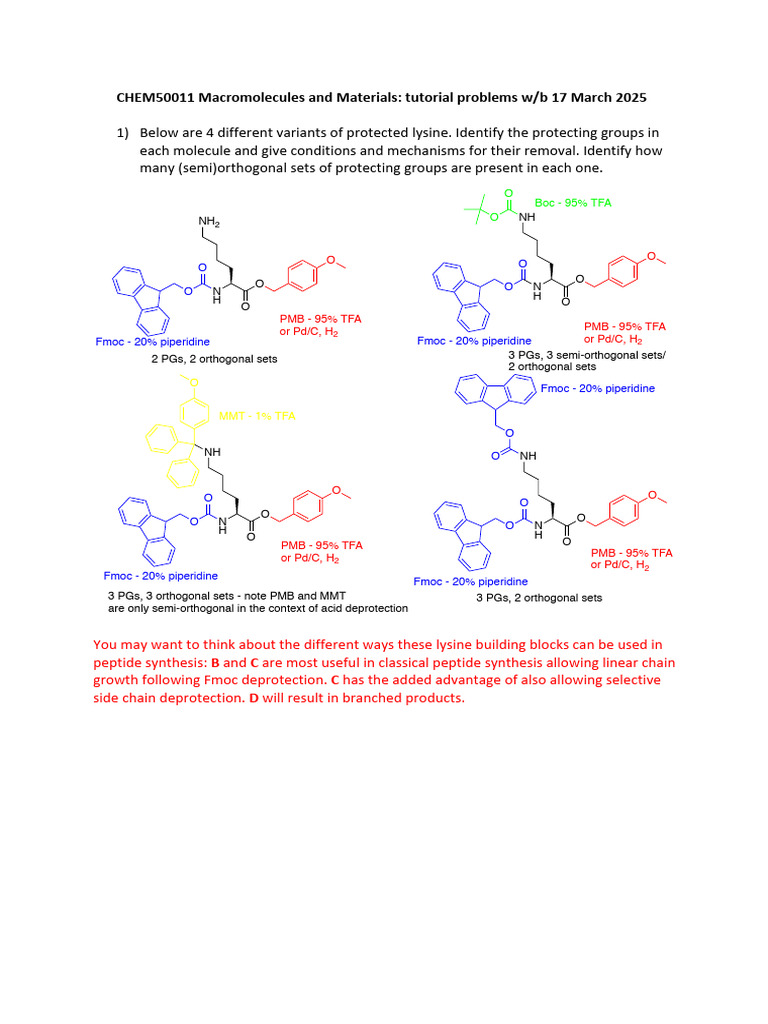 Orthogonal Protecting Groups in Peptide Synthesis | PDF | N Terminus ...
