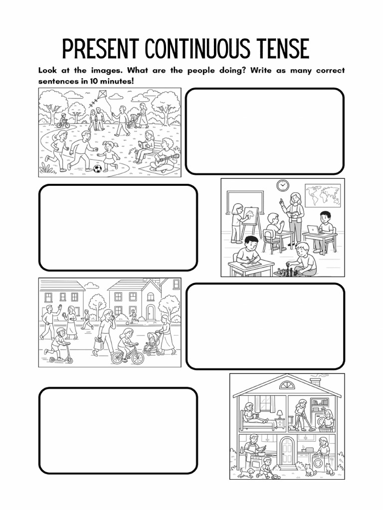 Present Continuous Tense Worksheet | PDF
