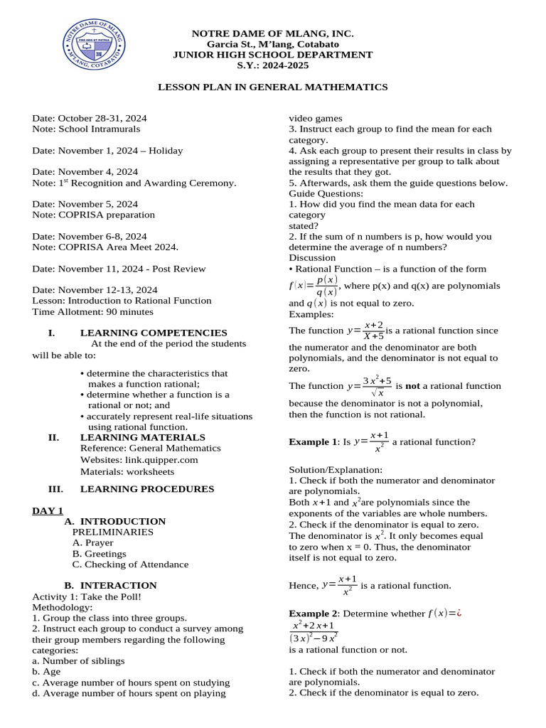 Introduction To Rational Function | PDF | Function (Mathematics) | Polynomial