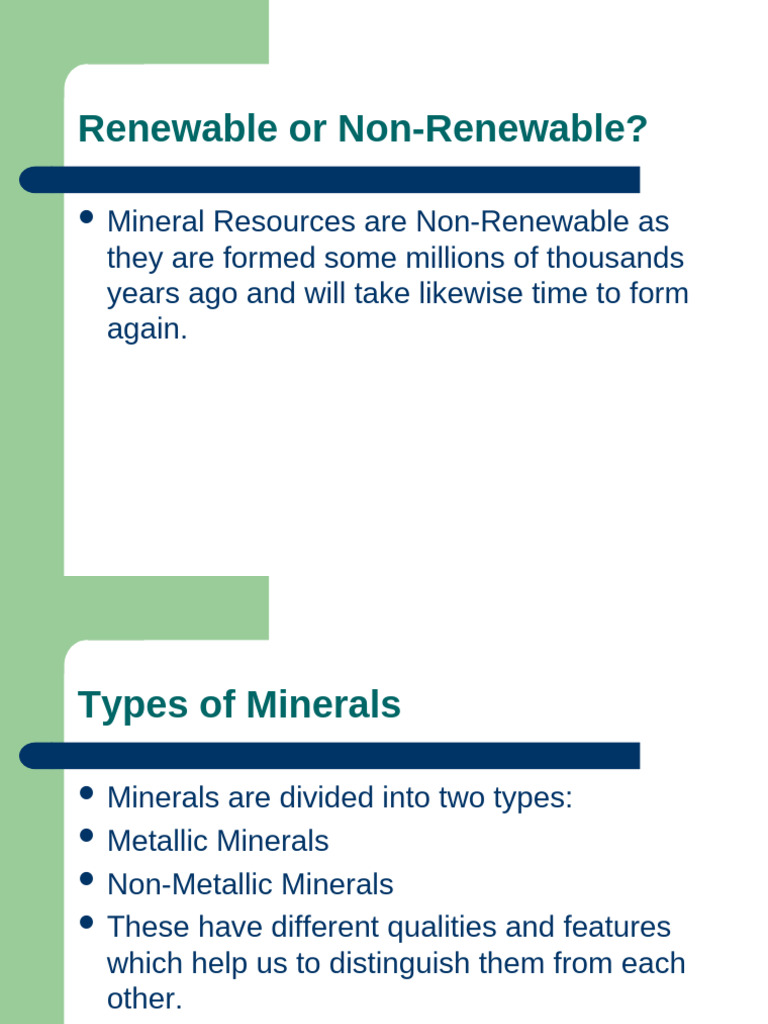 In Pakistan Renewable and Non Renewable Minerals | PDF