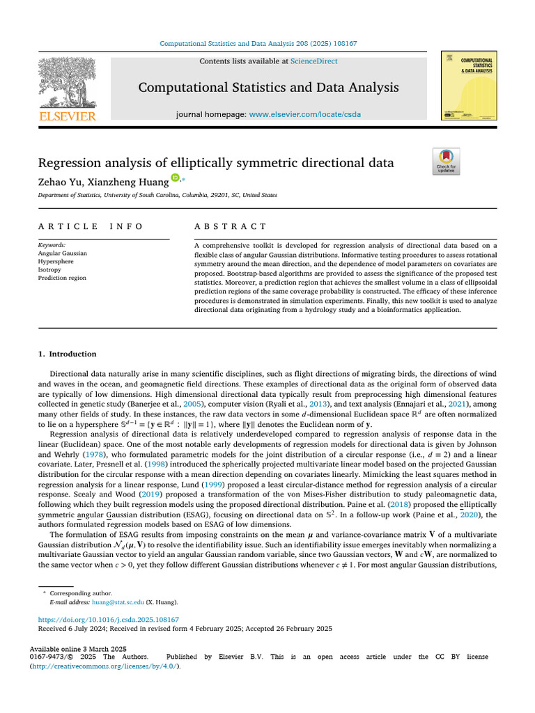 1 s2.0 S016794732500043X Main | PDF | Regression Analysis | Bootstrapping (Statistics)