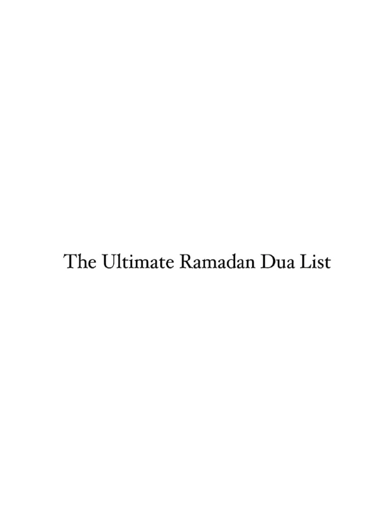 Ultimate Dua List | PDF