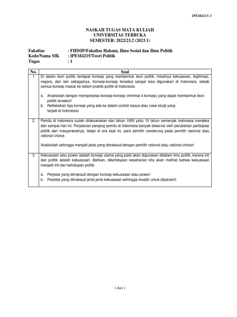 Soal Ipem4215 tmk1 3 | PDF