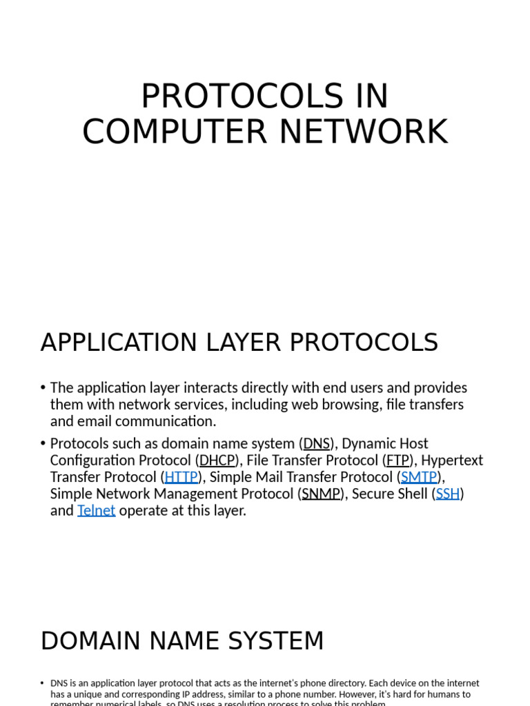 Protocols in Computer Network | PDF | Routing | Domain Name System