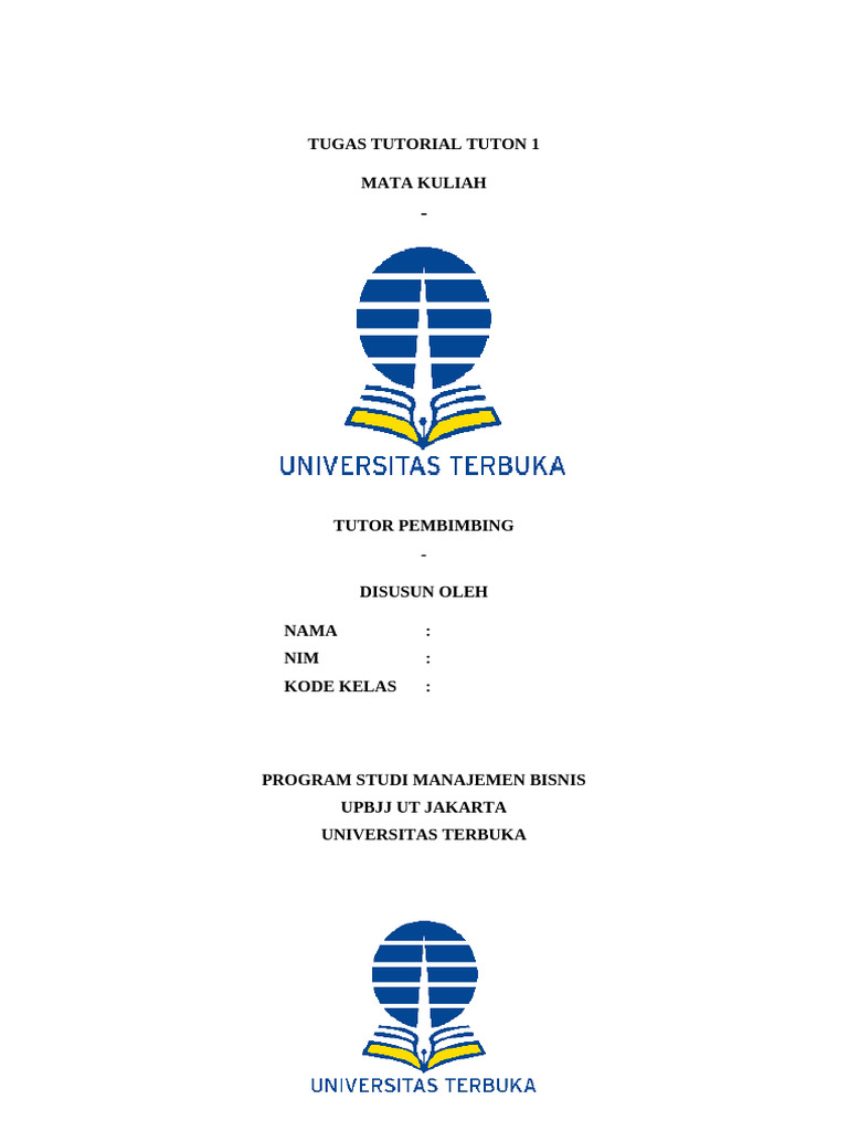 Contoh Cover Tugas Tutorial UT | PDF