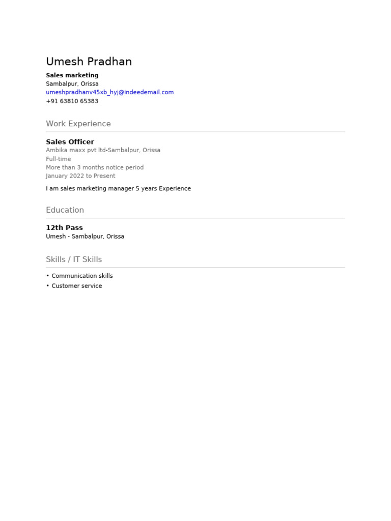 CV Umesh Pradhan | PDF