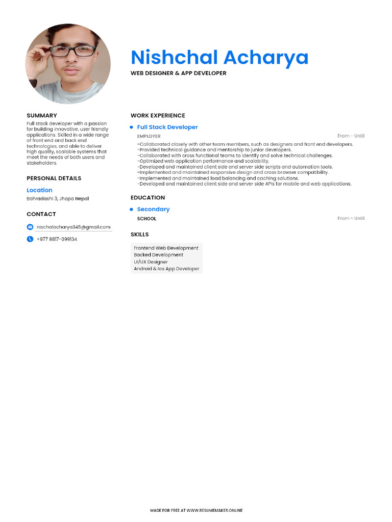 Developer Nishchal CV | PDF