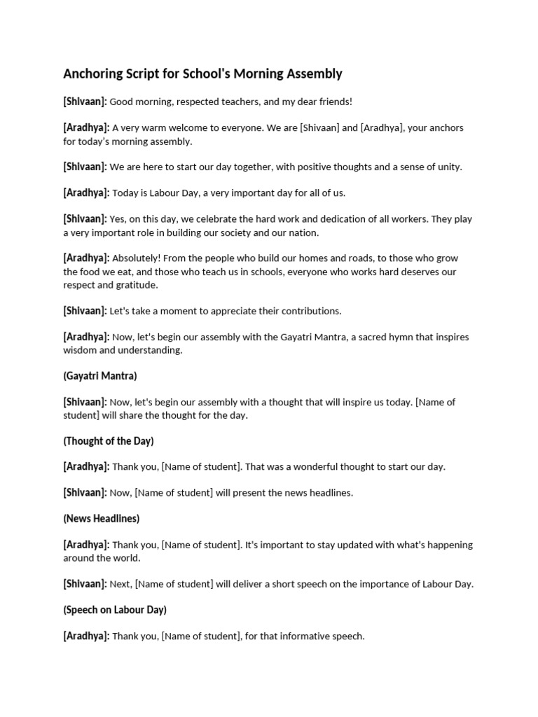 Anchoring Script For School | PDF