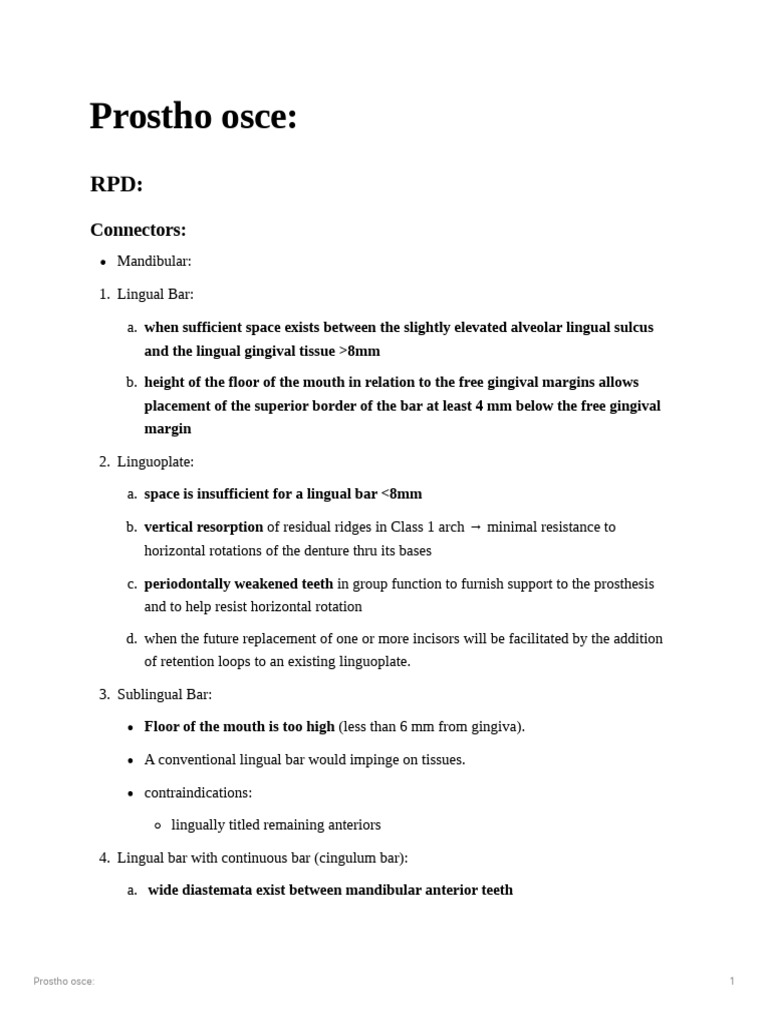 Prostho Osce Notes | PDF | Mouth | Dentistry Branches