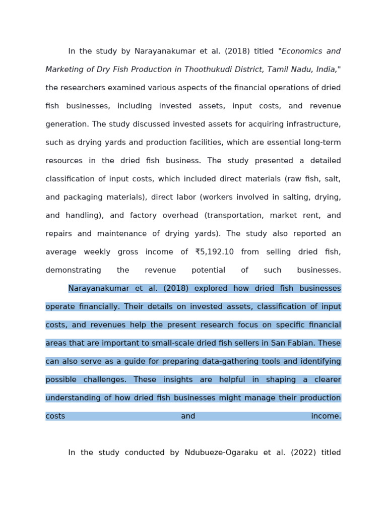 Financial Insights on Dried Fish Businesses | PDF | Factors Of ...