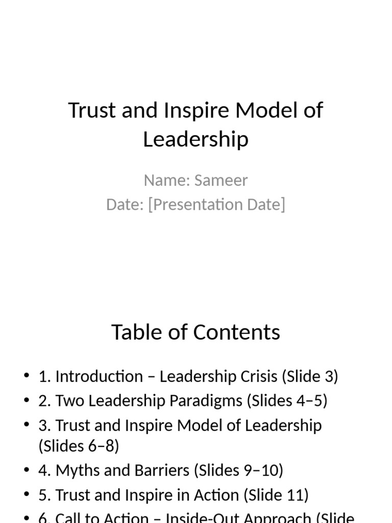 Trust and Inspire Presentation Sameer | PDF