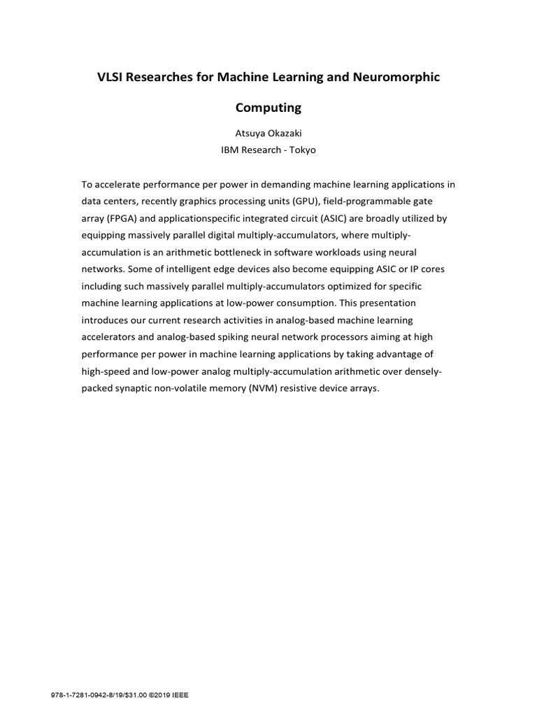 VLSI Researches For Machine Learning and Neuromorphic Computing | PDF