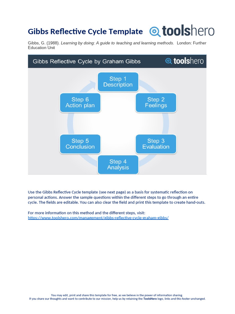 Gibbs - Reflective Cycle Template | PDF