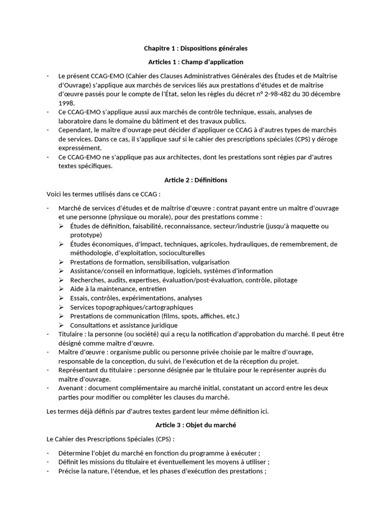 CCAG-EMO Maroc 2024 : Dispositions Générales | PDF | Assurance ...