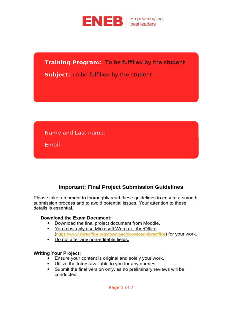 Final Project Submission Guidelines | PDF | Logistics | Evaluation
