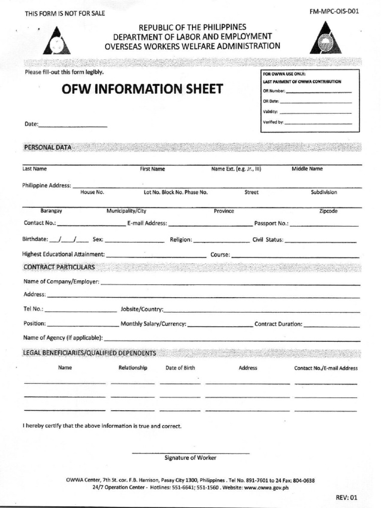 Ofw Info Sheet_0001 | PDF