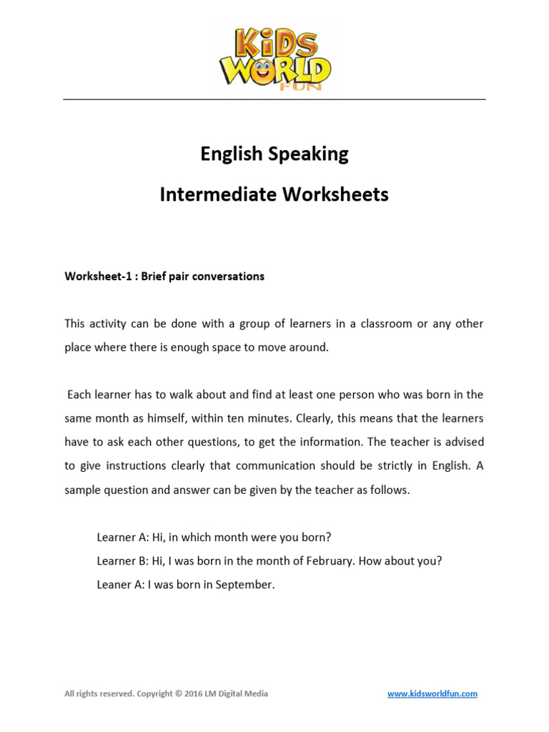 speaking-worksheet-1-intermediate-level | PDF