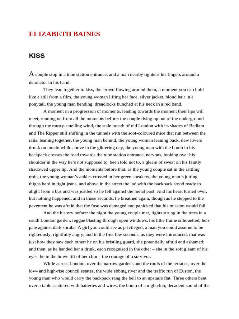 Elizabeth Baines - The Kiss | PDF