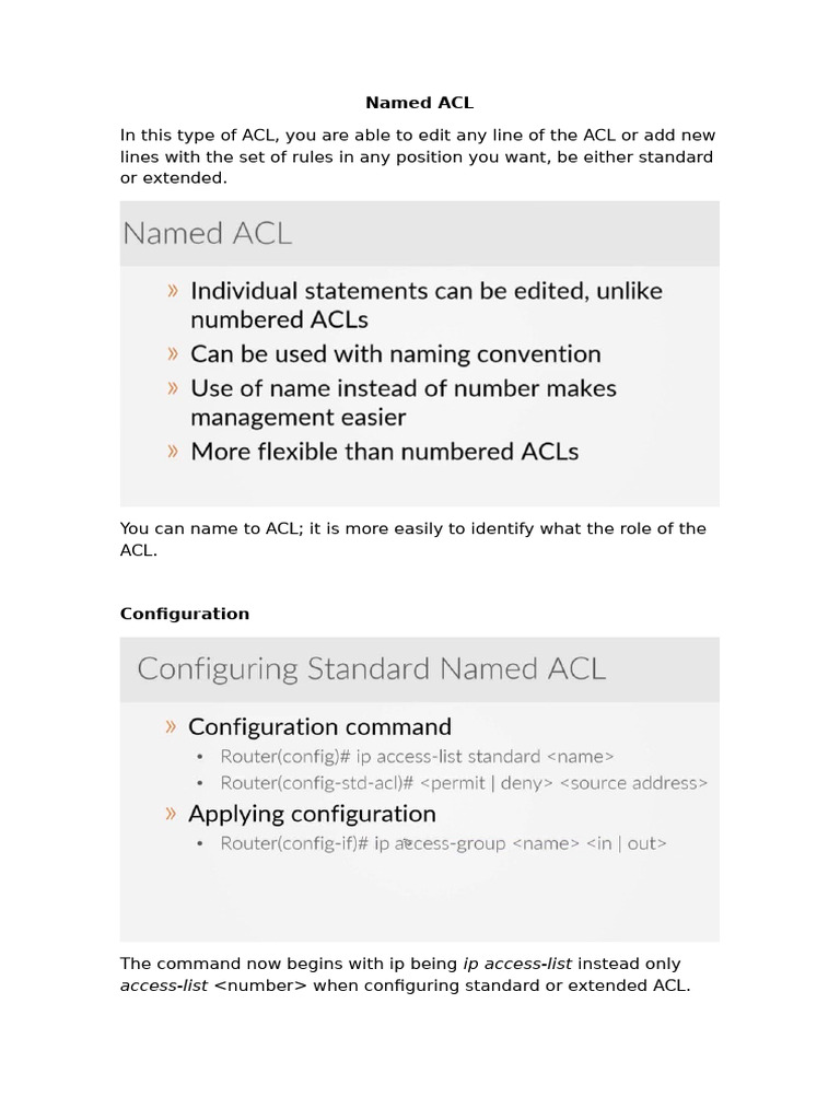 Named ACL: Flexibility in Configuration | PDF