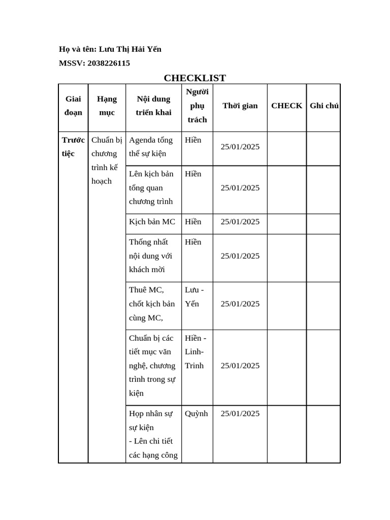 Check List | PDF