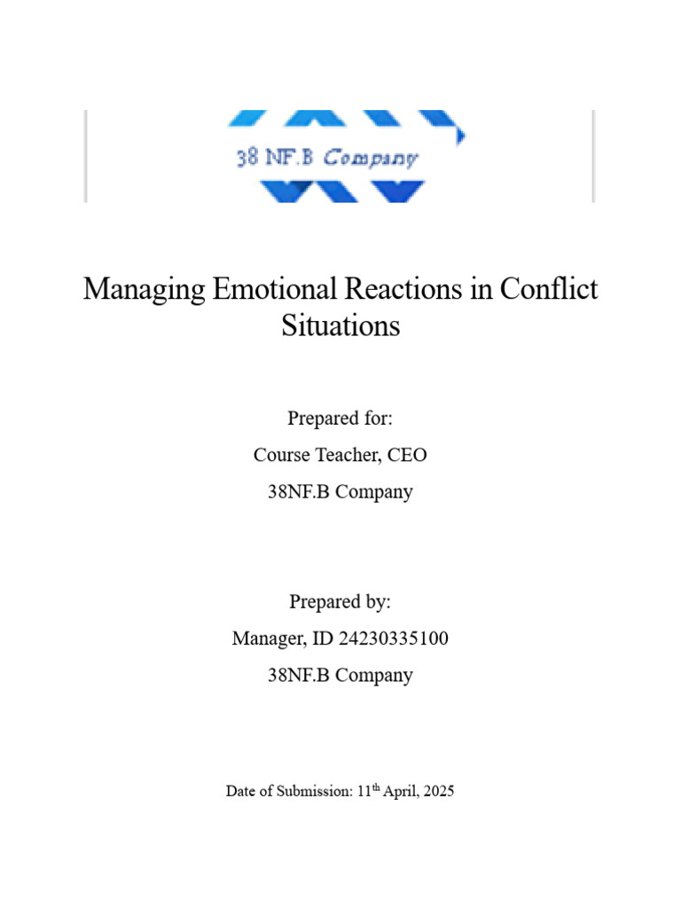 Managing Emotions in Conflict Resolution | PDF | Emotions | Conflict ...