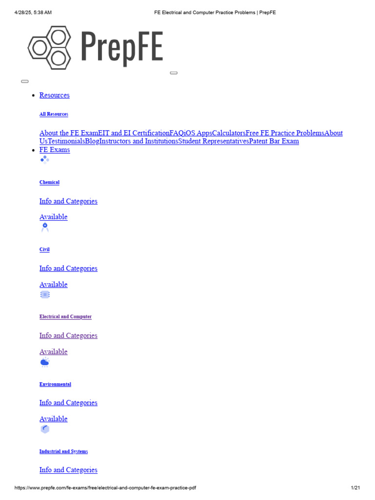 FE Electrical Practice Problems Guide | PDF | Operational Amplifier | Waves